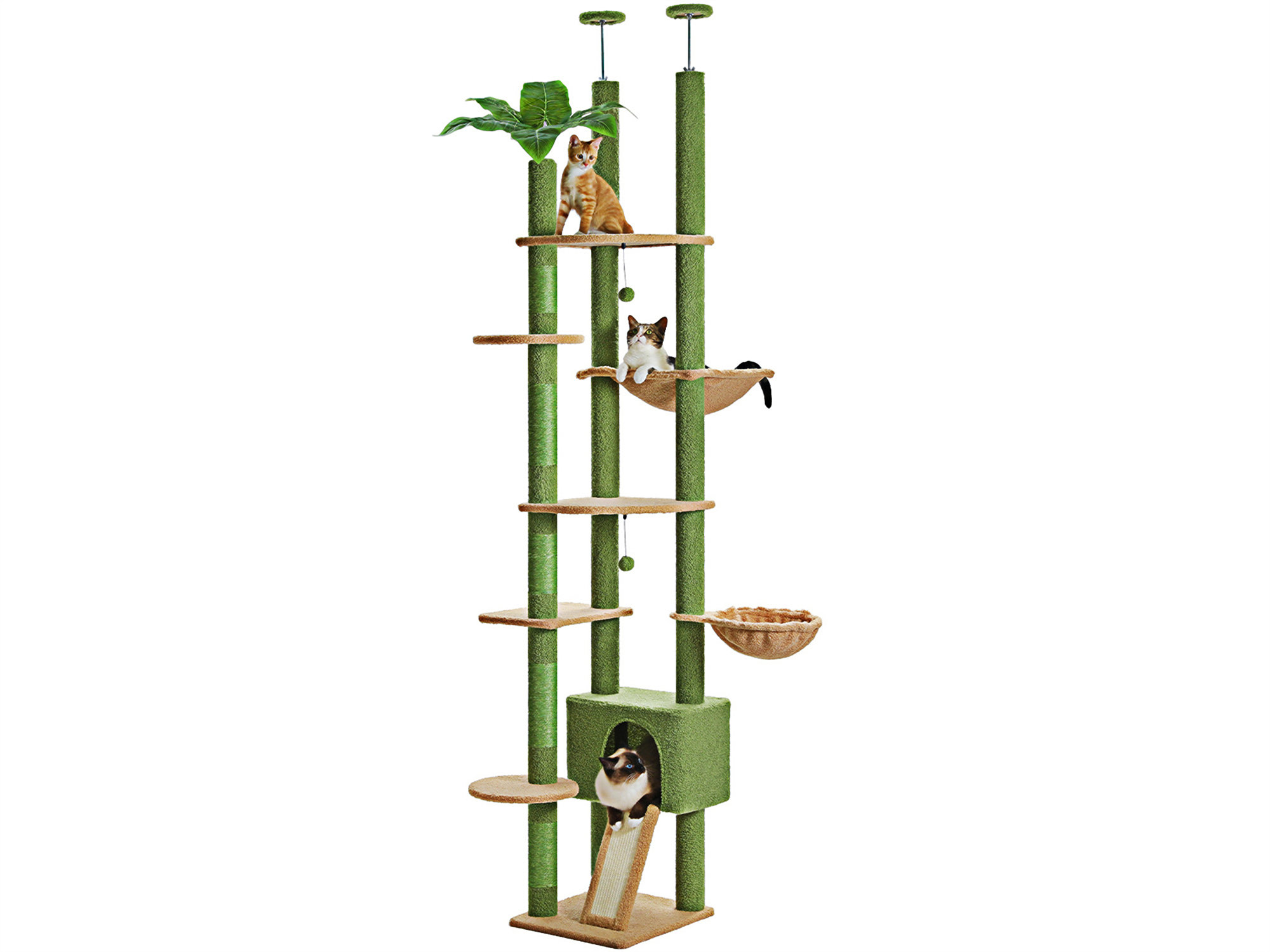 Latitude Run® Tall Cat Tree, Floor To Ceiling Cat Tree Tower Adjustable ...
